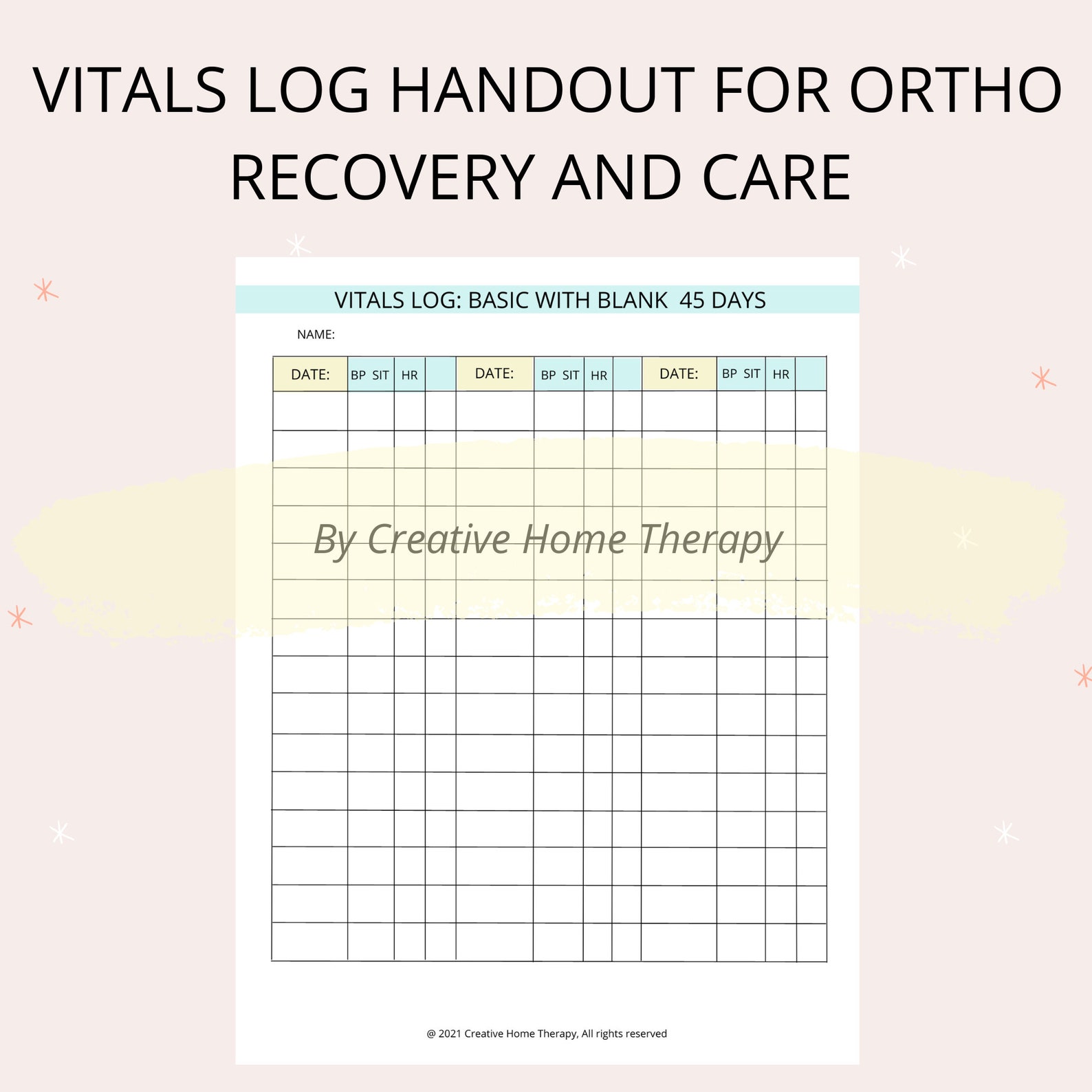 Orthopedic Surgery Recovery Health Packet for Home Care Nurse Therapist ...