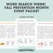 Fall Prevention Month Word Search Senior Care Talk and Game Packet With ...