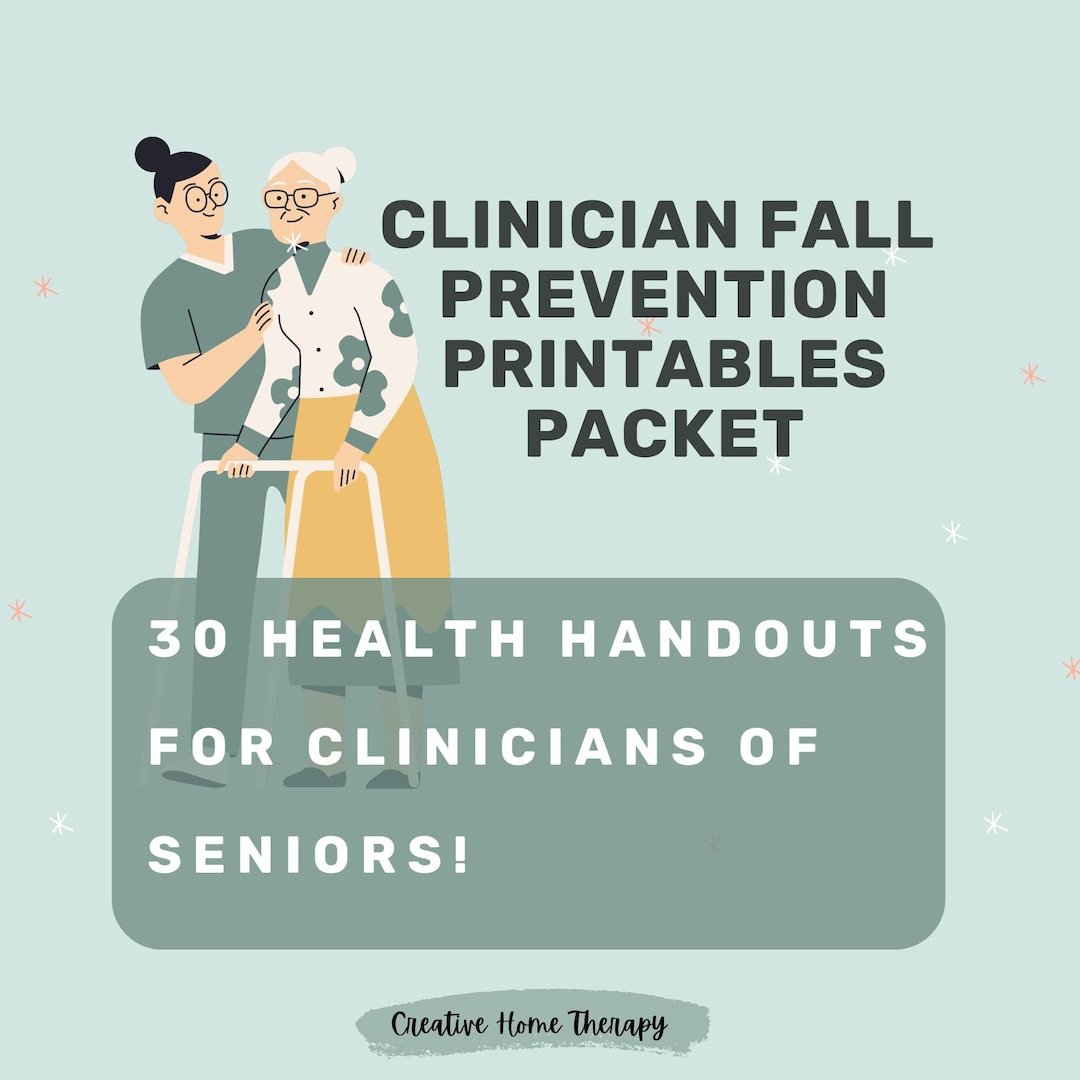 Senior Care Fall Prevention Packet Therapist Balance Home Safety ...