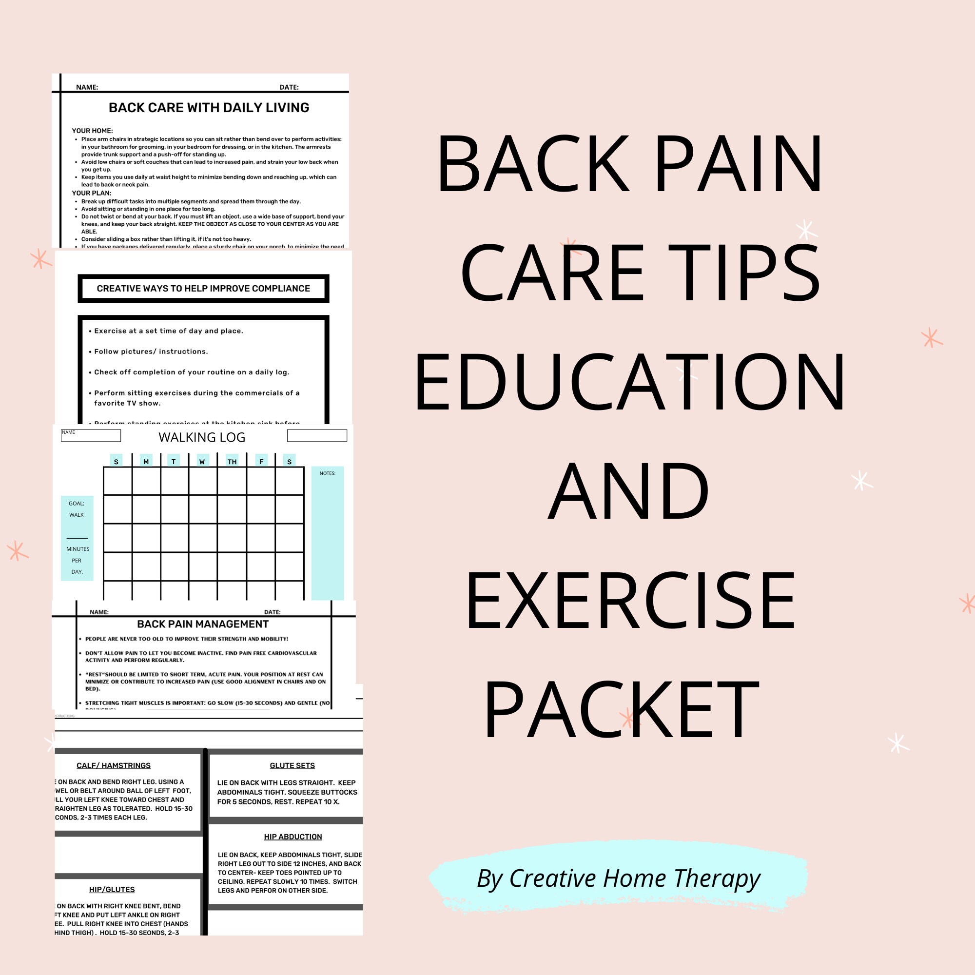 Back Pain Care Health Handouts for Seniors, Physical Therapist, Nursing ...