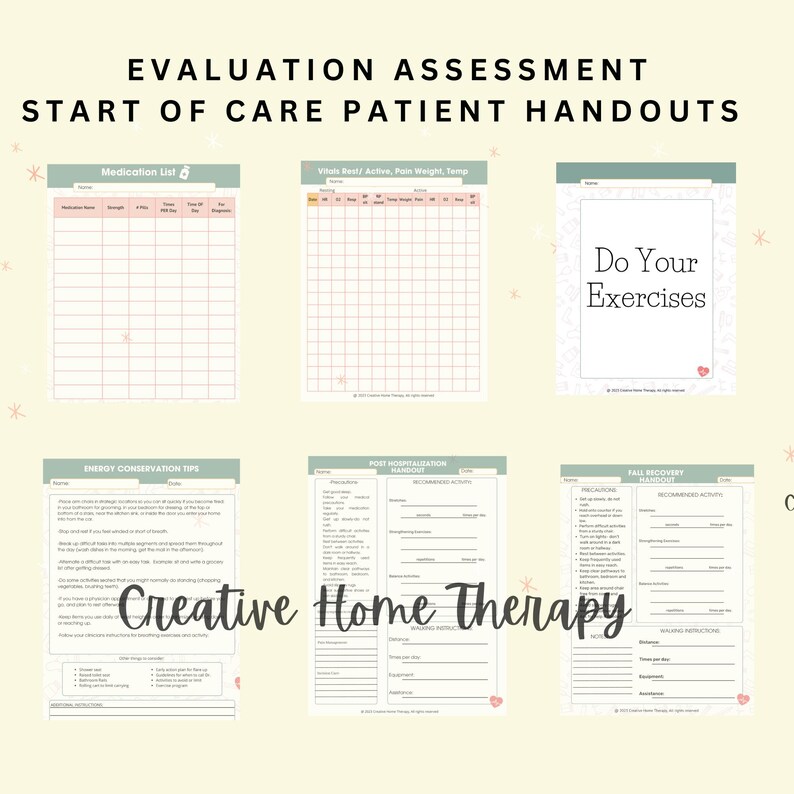 Evaluation, Assessment, Start of Care Forms for Senior Care and Home ...