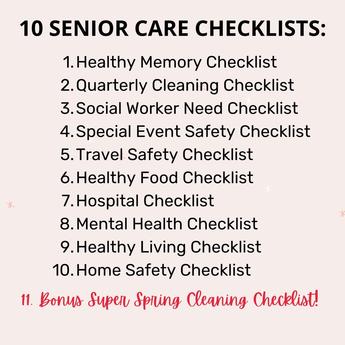 Home Care Checklists for Senior Health Nursing Therapist Forms ...