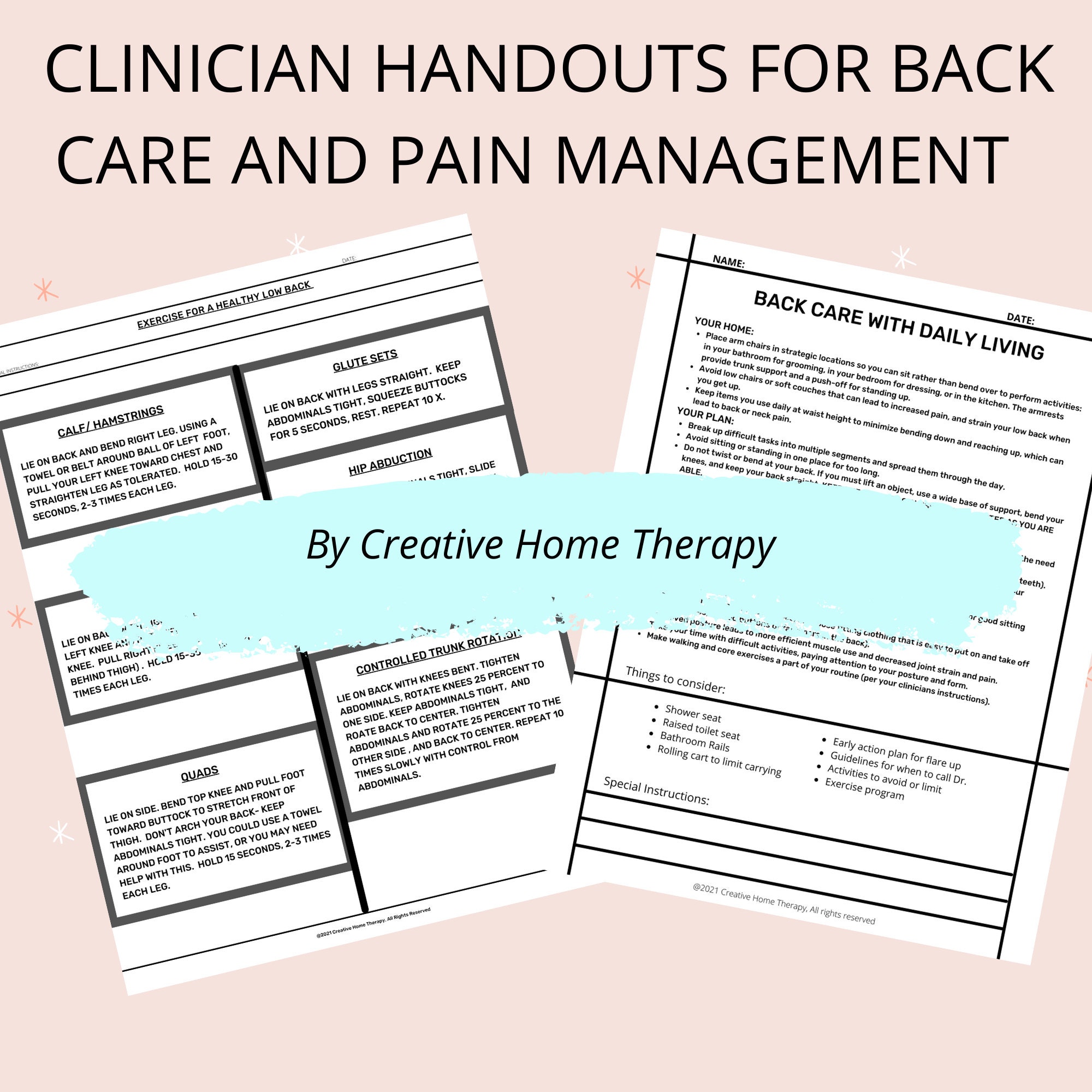 Back Pain Care Health Handouts for Seniors, Physical Therapist, Nursing ...