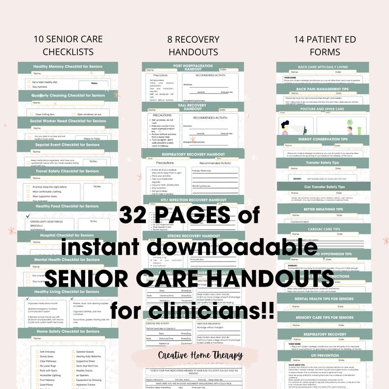 Patient Handouts Instant Download Senior Care Nurse Physical ...