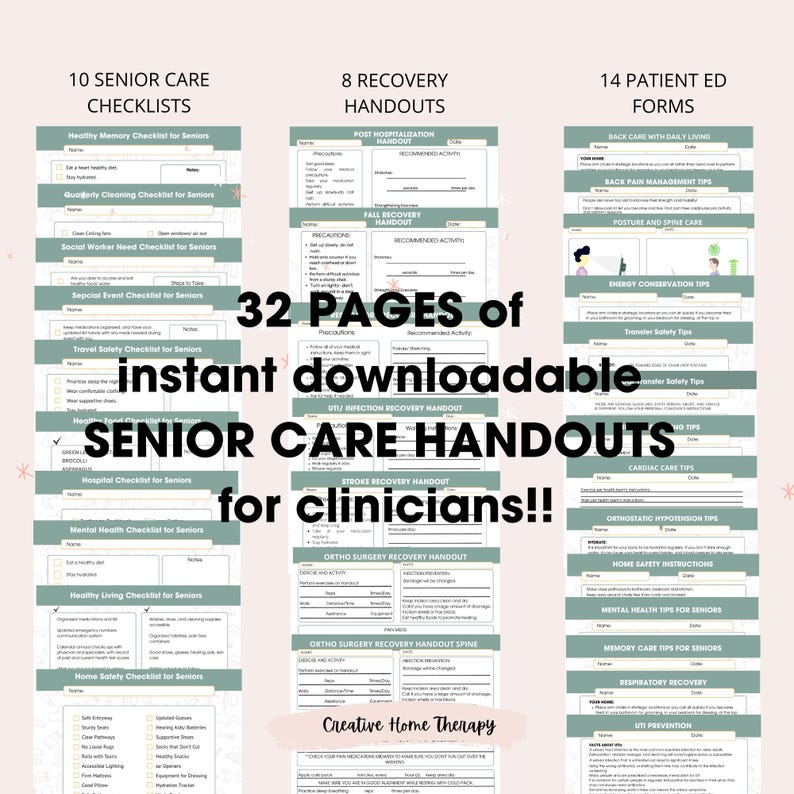 Patient Handouts Instant Download Senior Care Nurse Physical ...