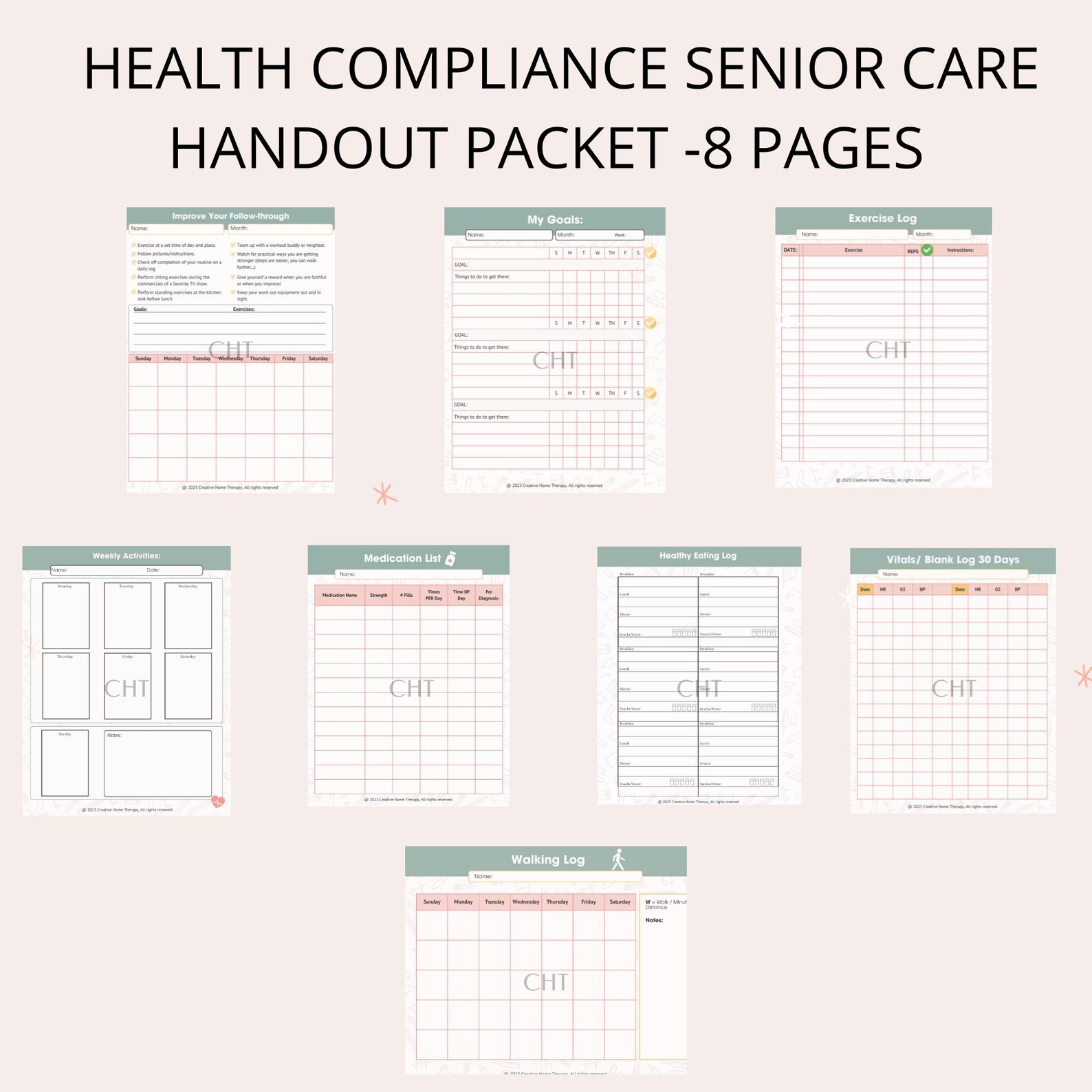 Senior Living Health Care Packet Caregivers Nurses. Exercise & Instant ...