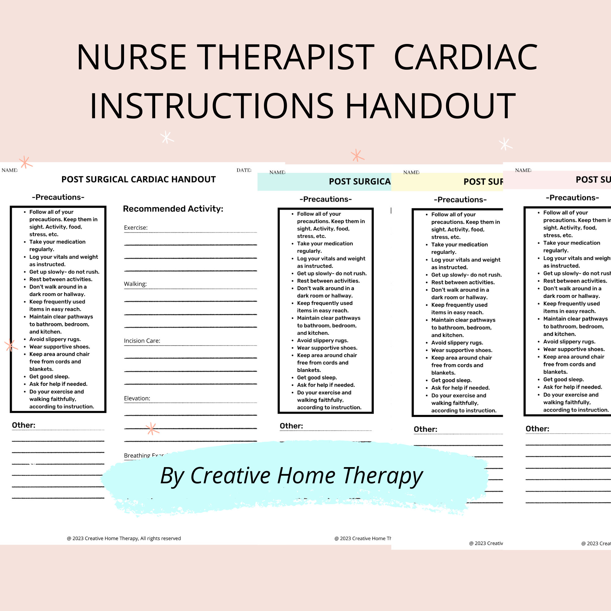 Heart Health Handouts Cardiac Care Nurse Packet Therapist - Etsy