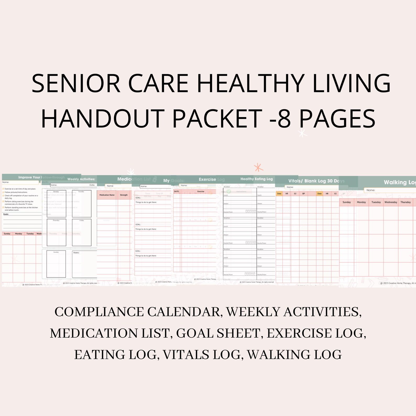Senior Living Health Care Packet Caregivers Nurses. Exercise & Instant ...