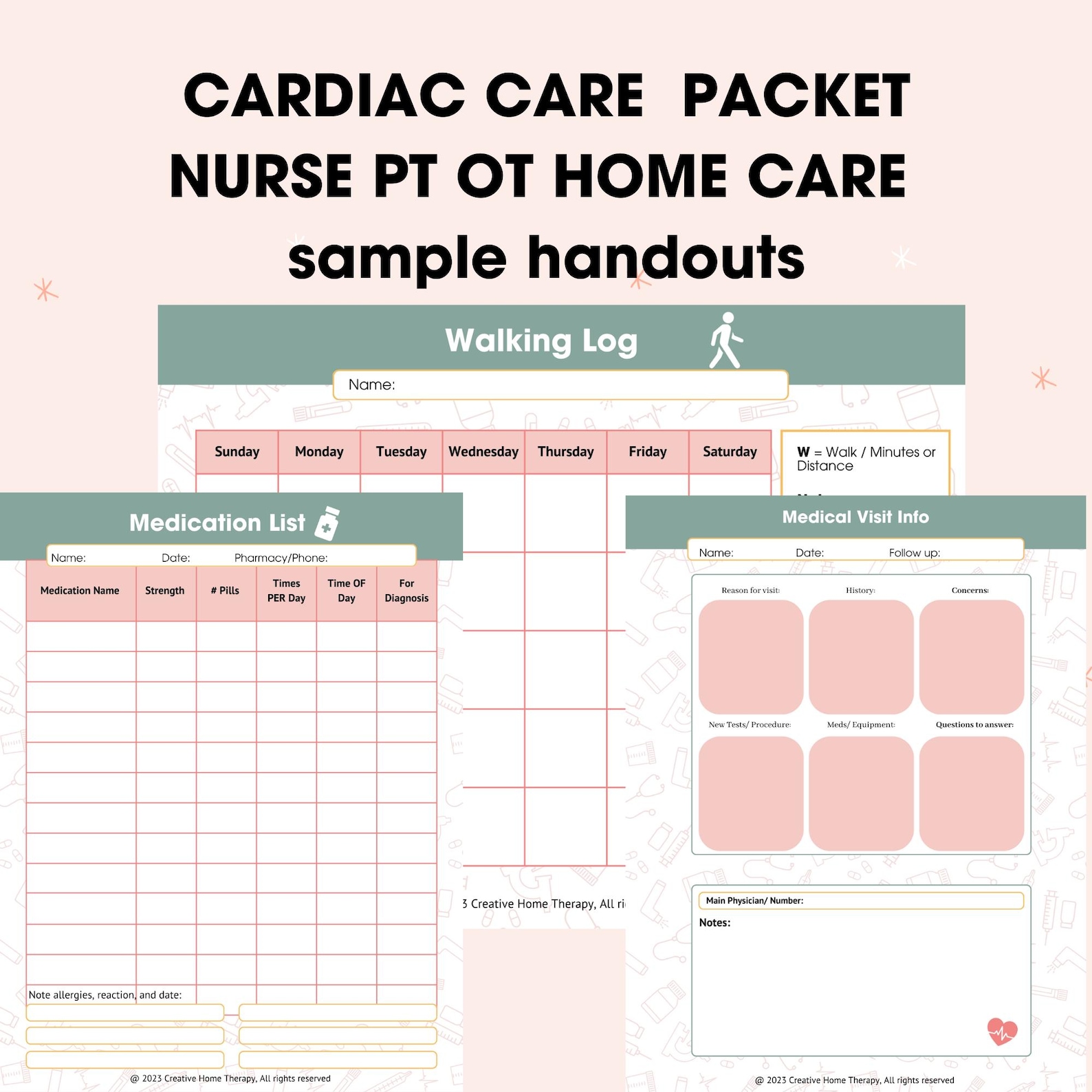 Heart Health Handouts, Cardiac Care Nurse Packet, Therapist Cardiac ...