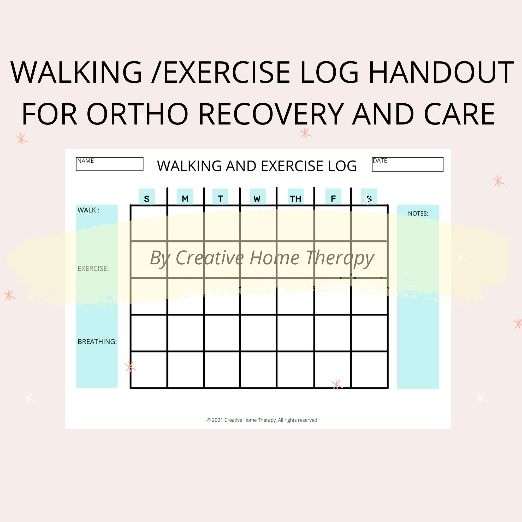 Orthopedic Surgery Recovery Health Packet for Home Care Nurse Therapist ...