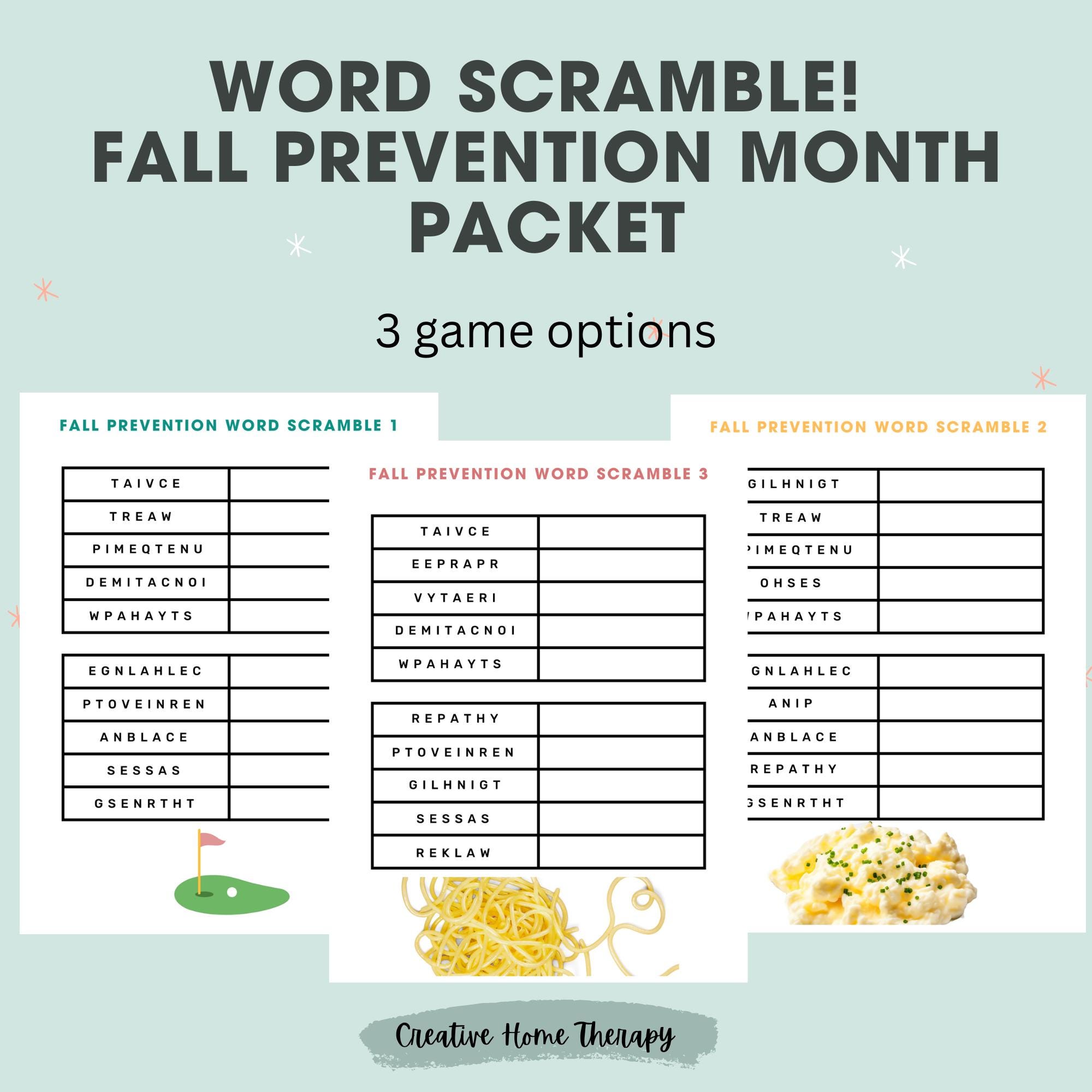 Word Scramble for Seniors, Fall Prevention Month Health Talk and Game ...