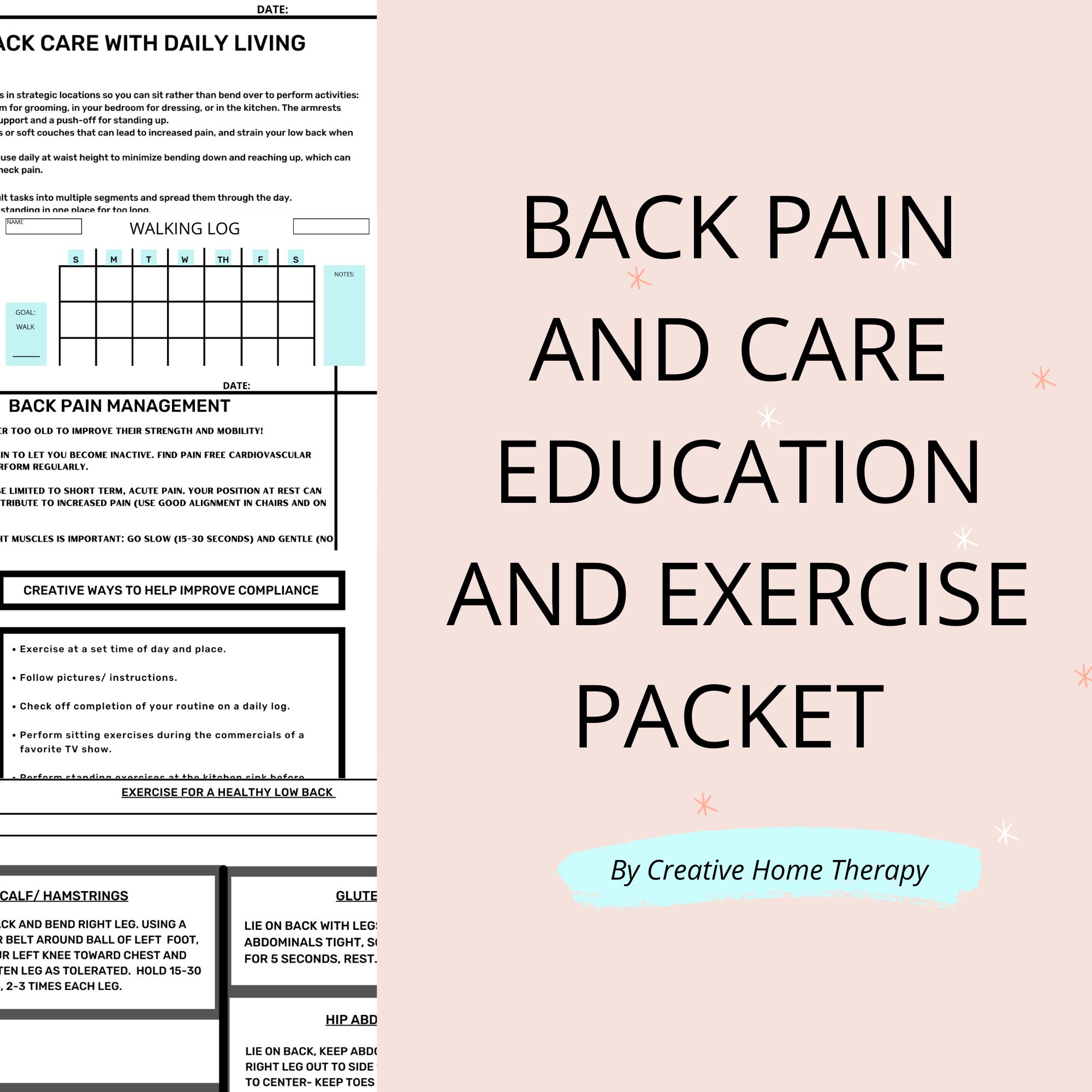 Back Pain Care Health Handouts for Seniors, Physical Therapist, Nursing ...