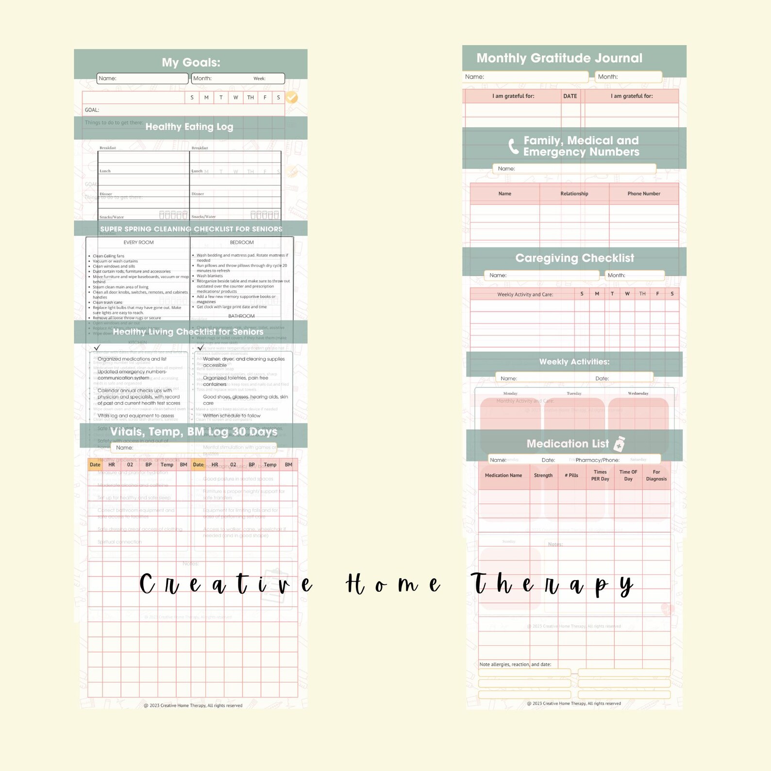 Caregiving Bundle Handouts for Organized Senior Care, Home Care Forms ...