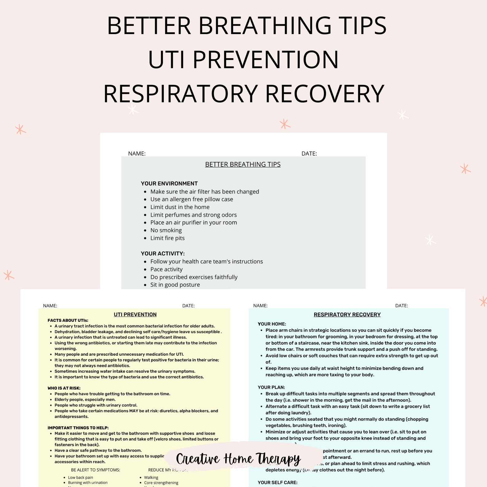 Senior Care Patient Handouts for Nurse, Physical Therapist ...