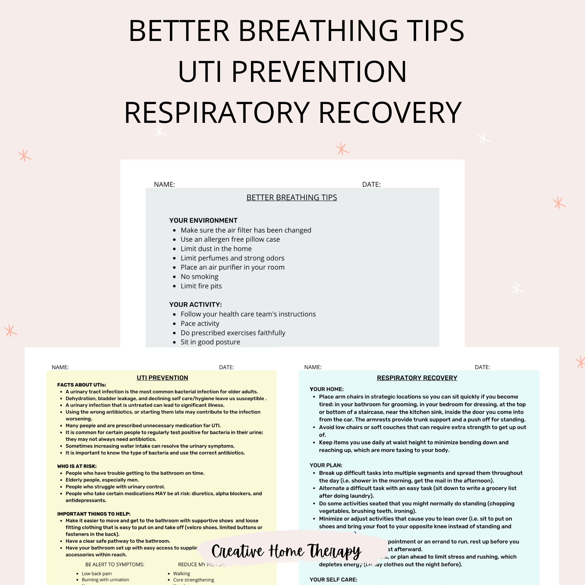 Senior Care Patient Handouts for Nurse, Physical Therapist ...