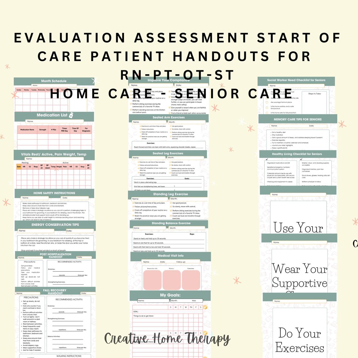 Evaluation, Assessment, Start of Care Forms for Senior Care and Home ...