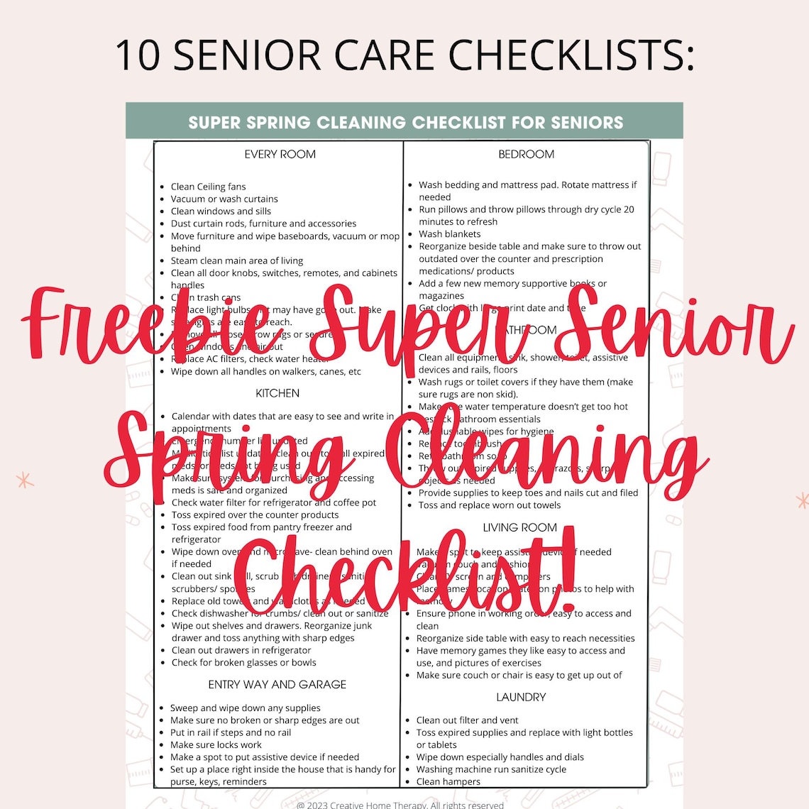 Home Care Checklists for Senior Health Nursing Therapist Forms ...