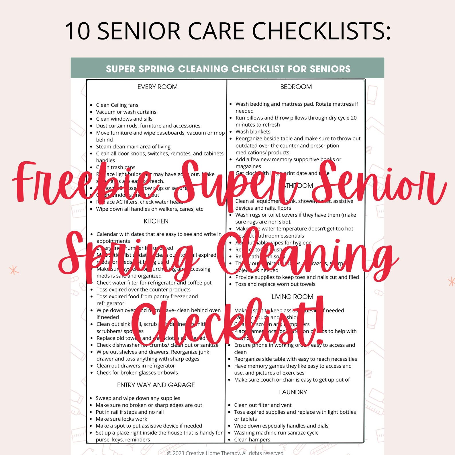 Checklists for Senior Health Nursing Home Care Therapist Forms for ...