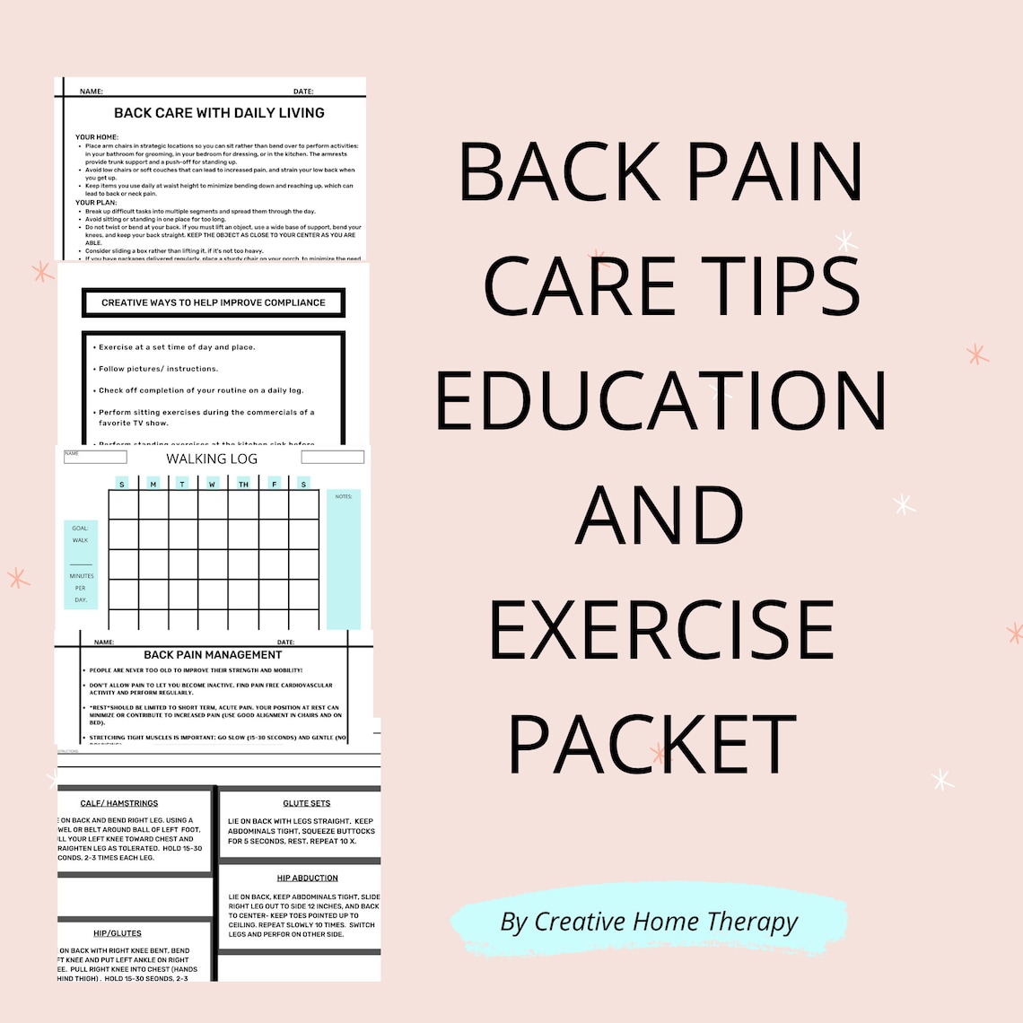 Back Pain Care Health Handouts for Seniors, Physical Therapist, Nursing ...