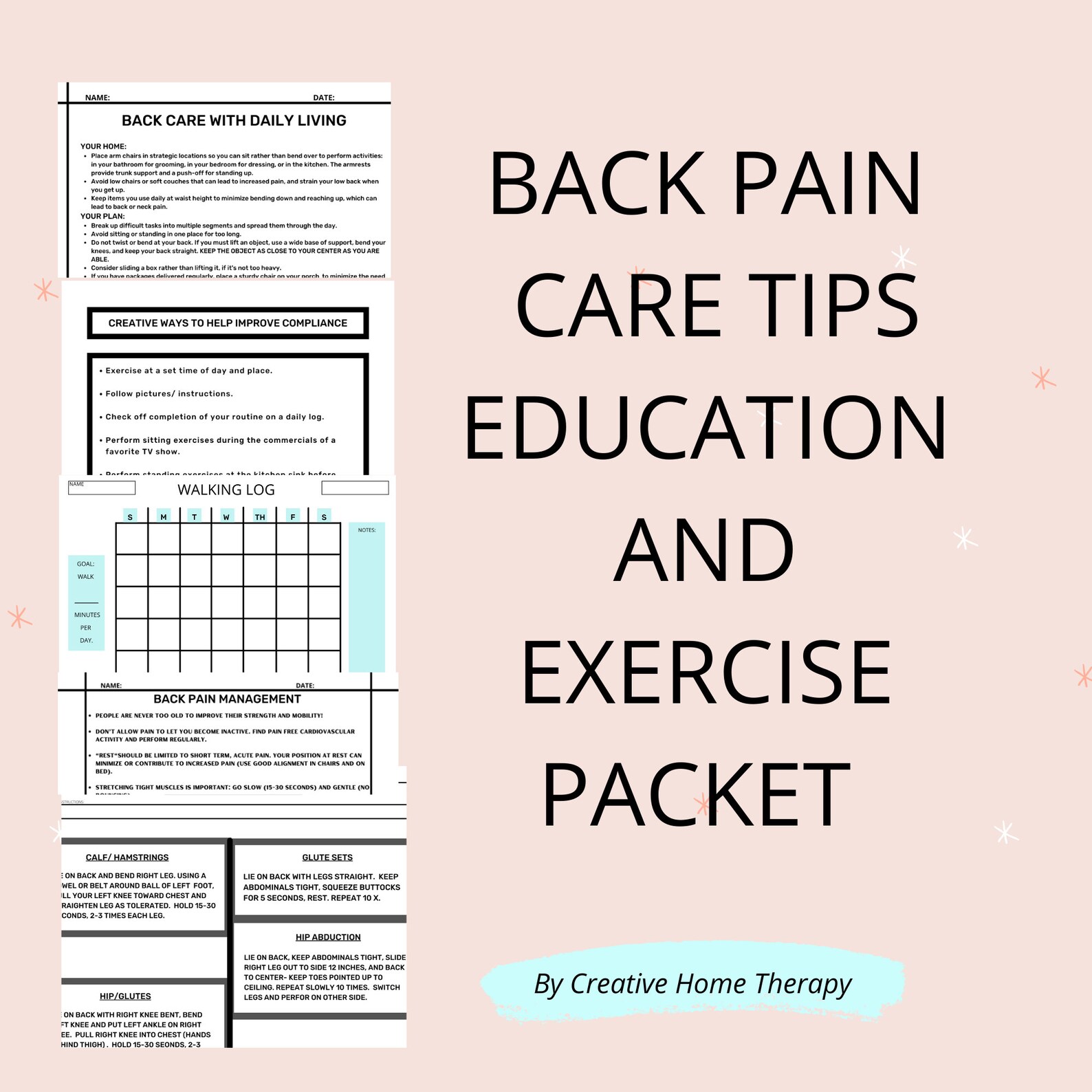 Back Pain Care Health Handouts for Seniors, Physical Therapist, Nursing ...