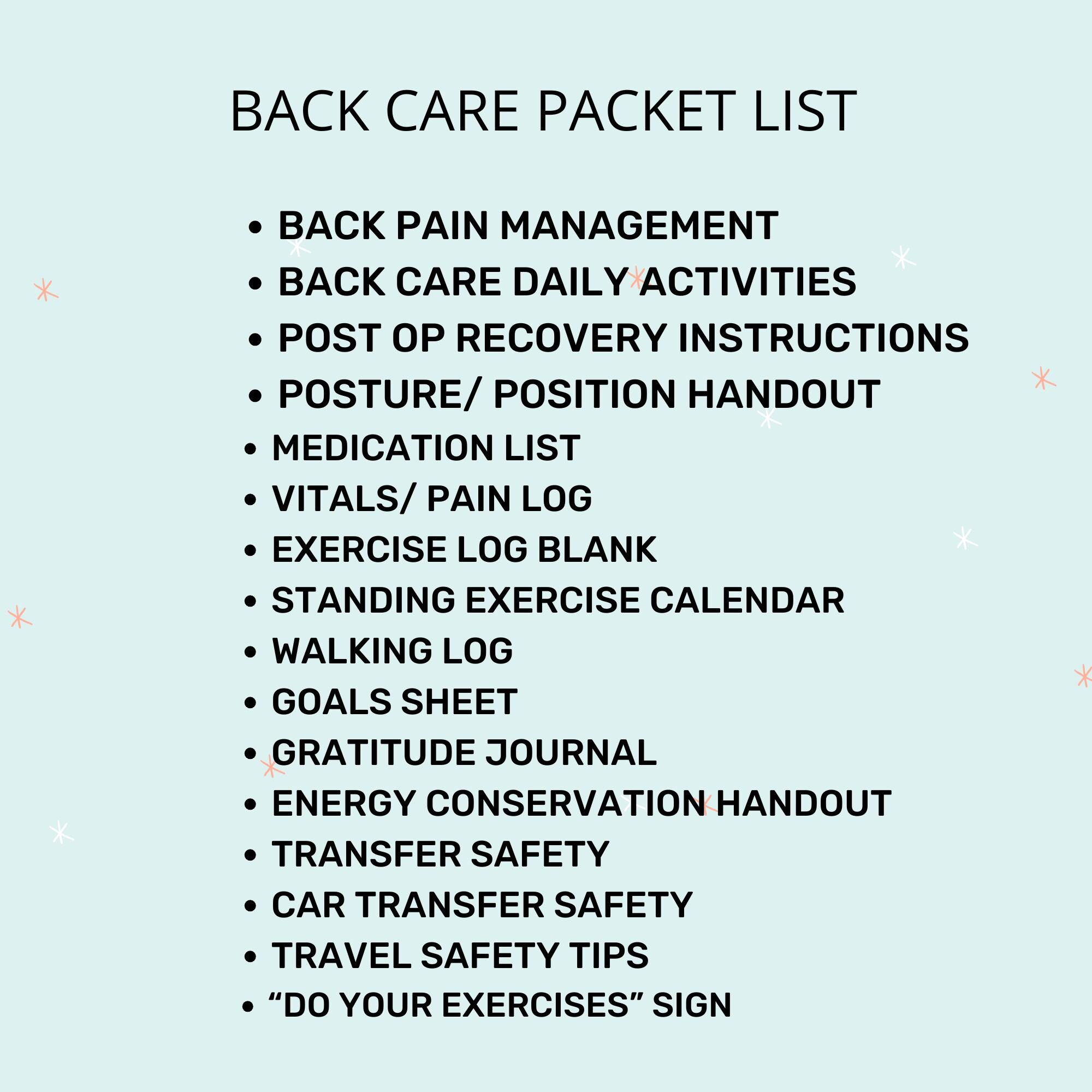 Back Pain Care Health Handouts for Seniors, Physical Therapist, Nursing ...