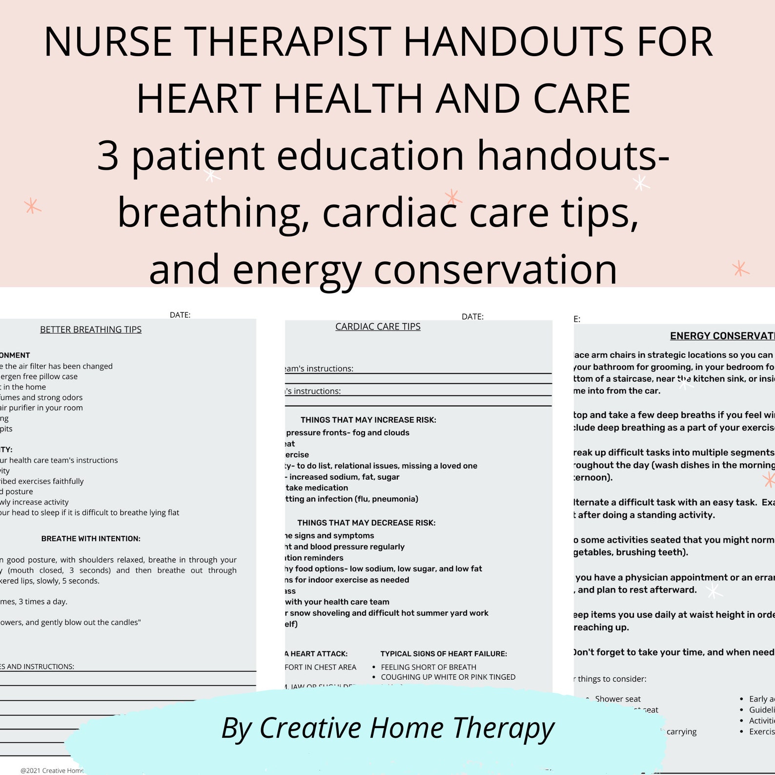 Heart Health Handouts Cardiac Care Nurse Packet Therapist - Etsy