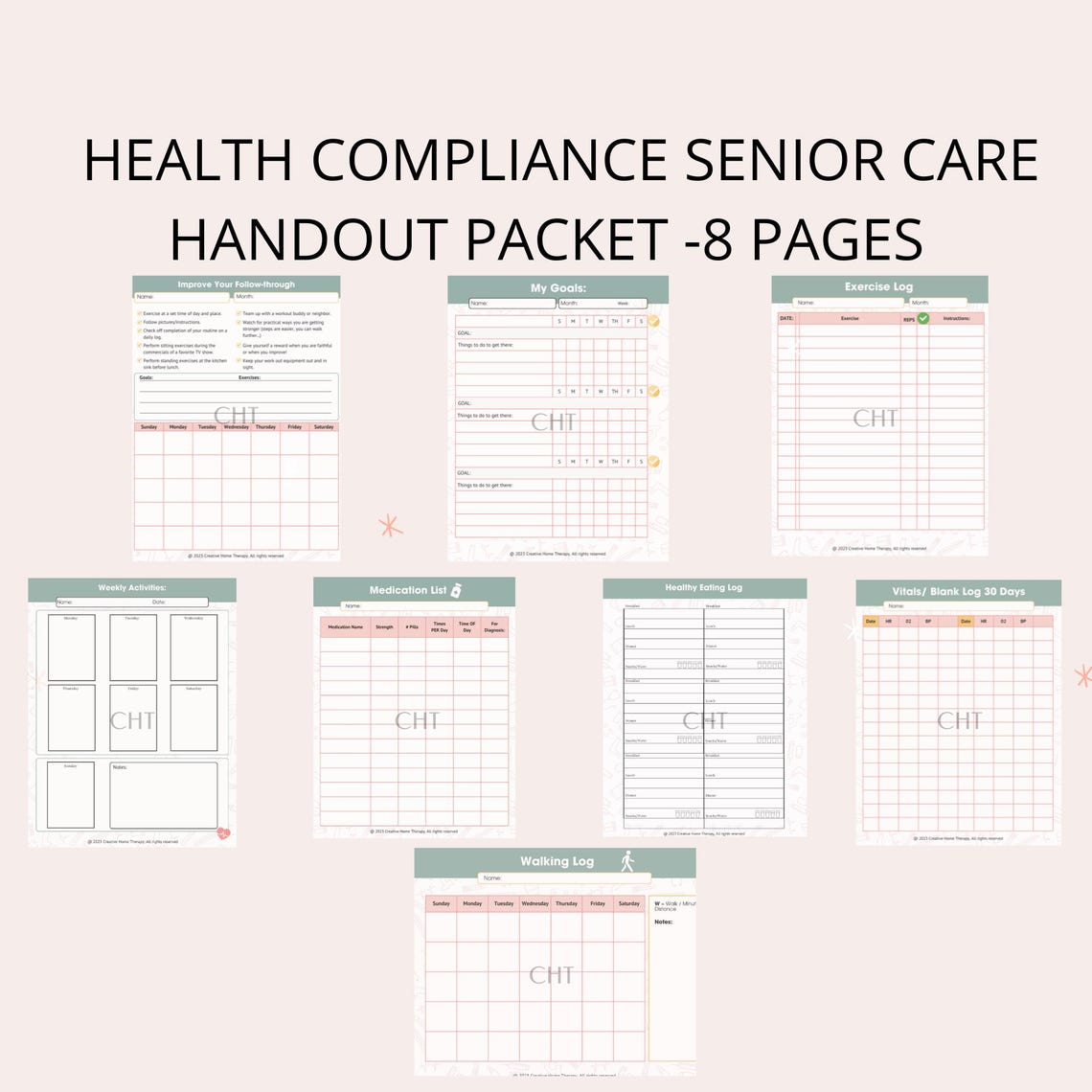 Senior Living Health Care Packet Caregivers Nurses. Exercise & Instant ...