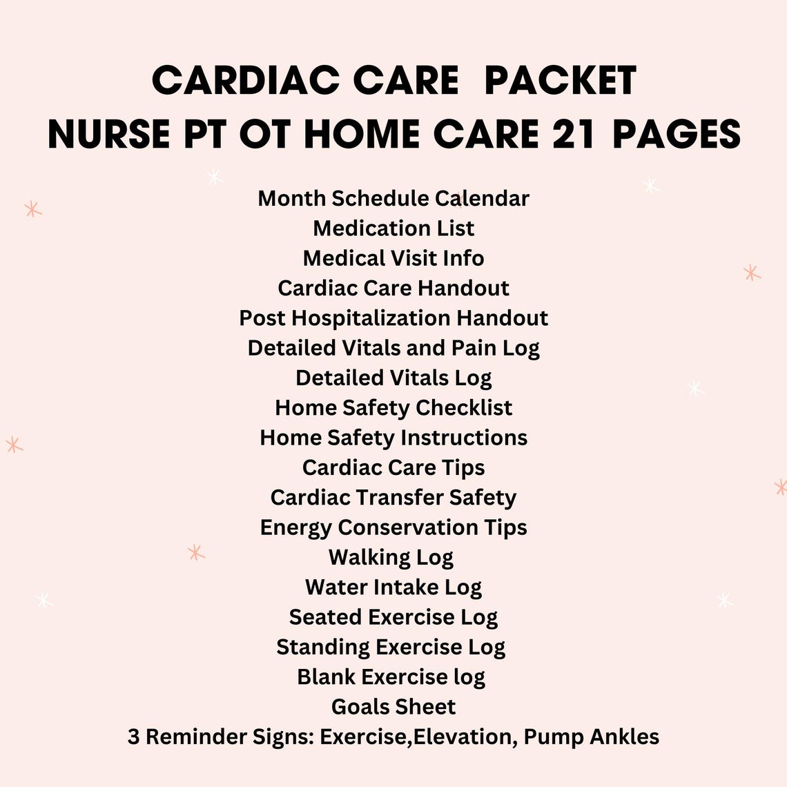 Heart Health Handouts, Cardiac Care Nurse Therapist Packet, Patient ...