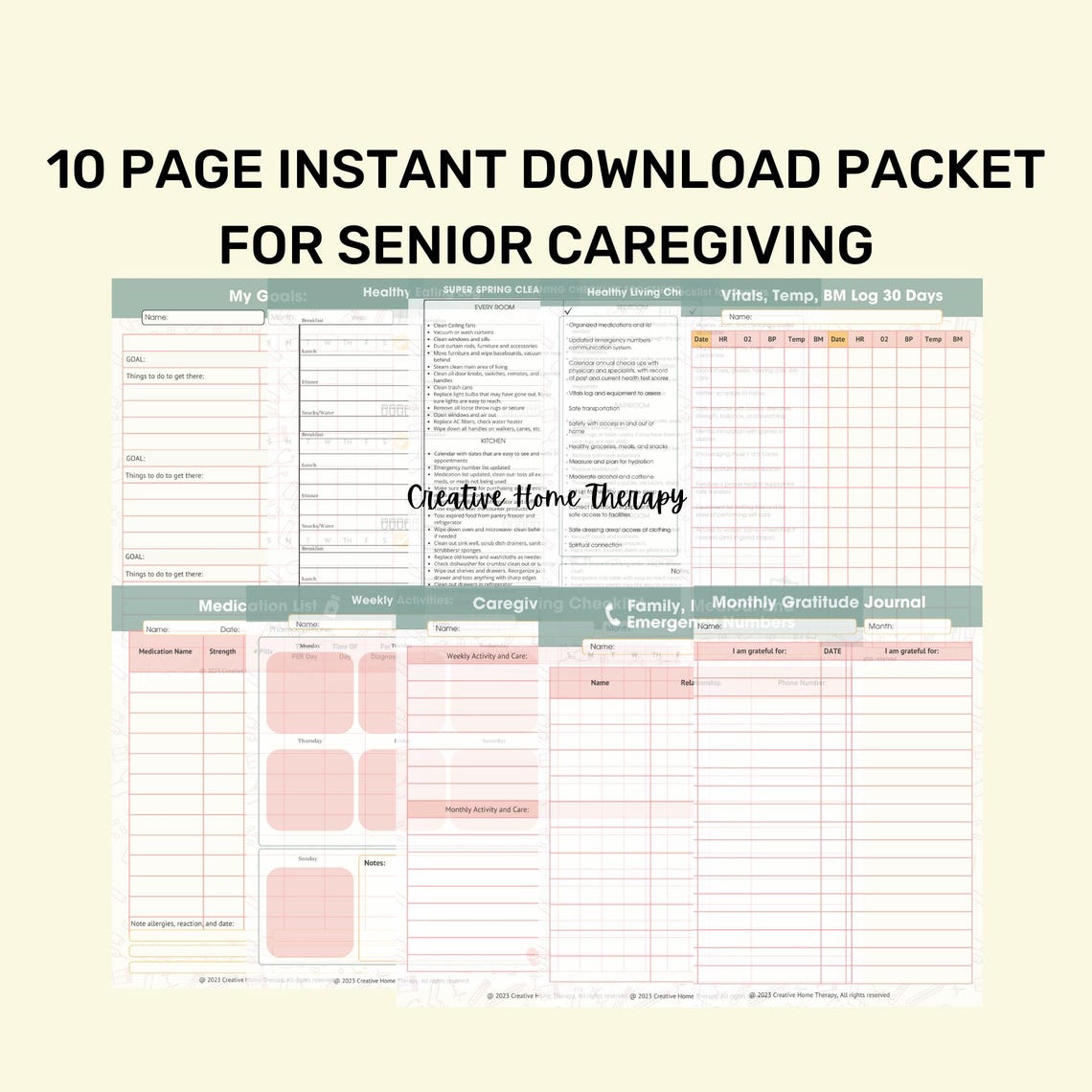 Caregiving Bundle Handouts for Organized Senior Care, Home Care Forms ...