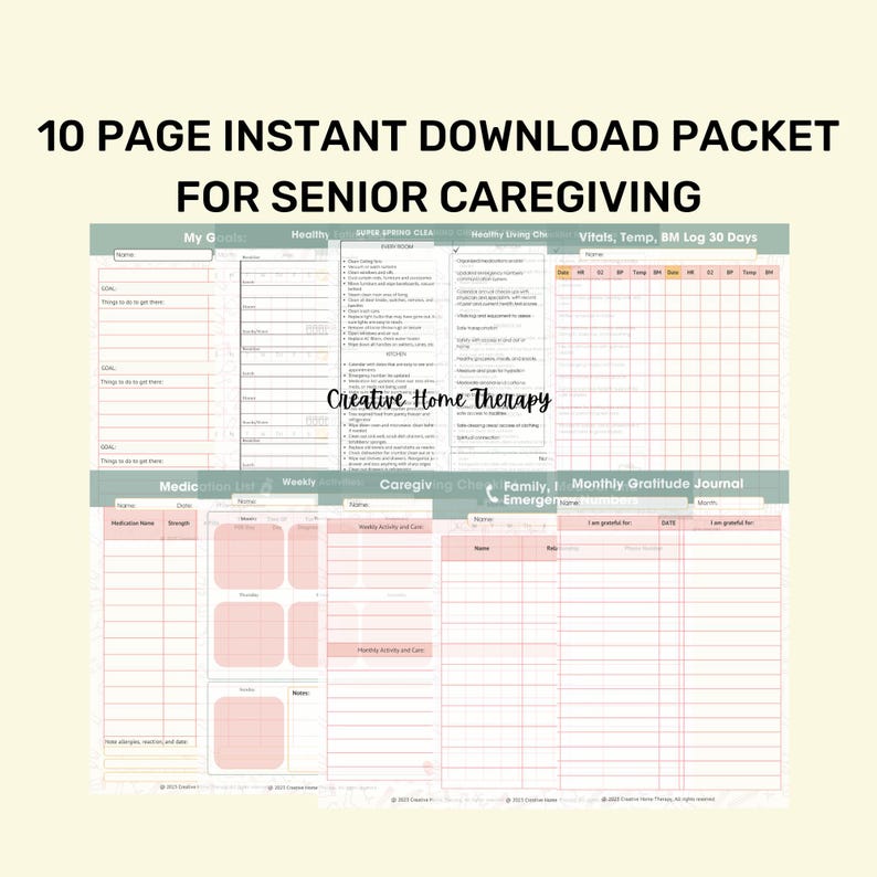 Caregiving Bundle Handouts for Organized Senior Care, Home Care Forms ...