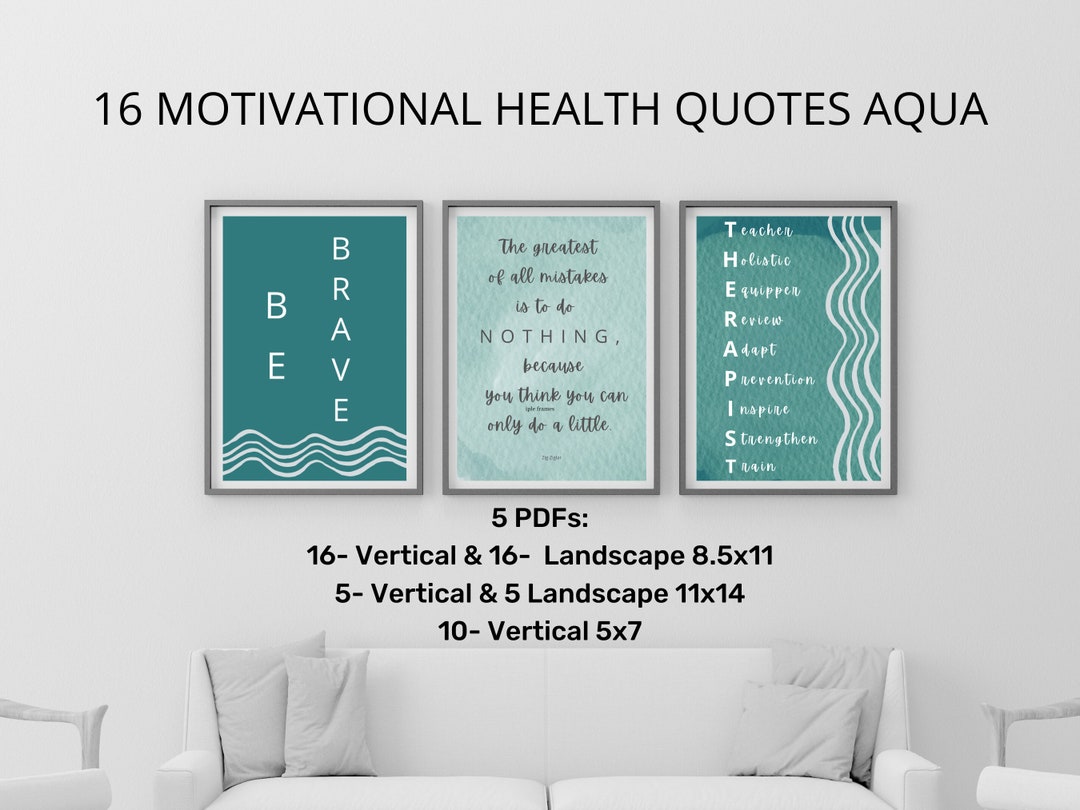 16 Inspirational Wall Art Health Office Decor Signs Aqua Senior Decor ...