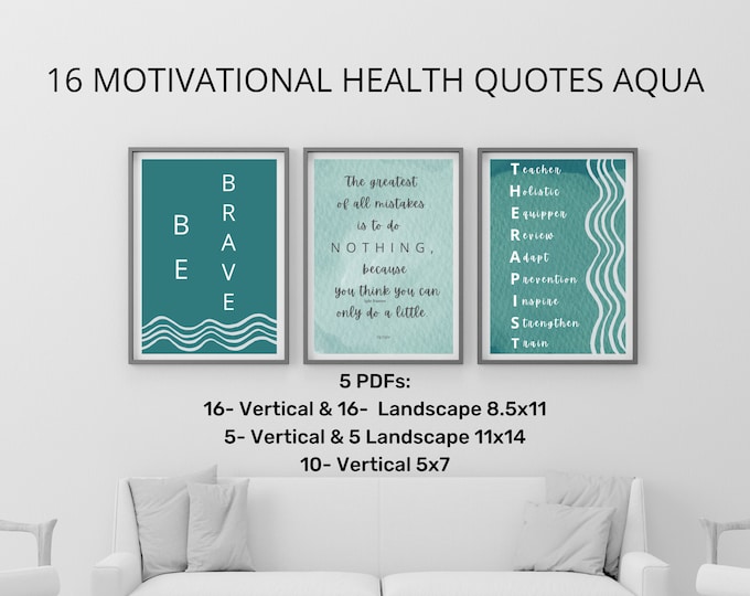 16 Inspirational Wall Art Health Office Decor Signs Aqua Senior Decor ...