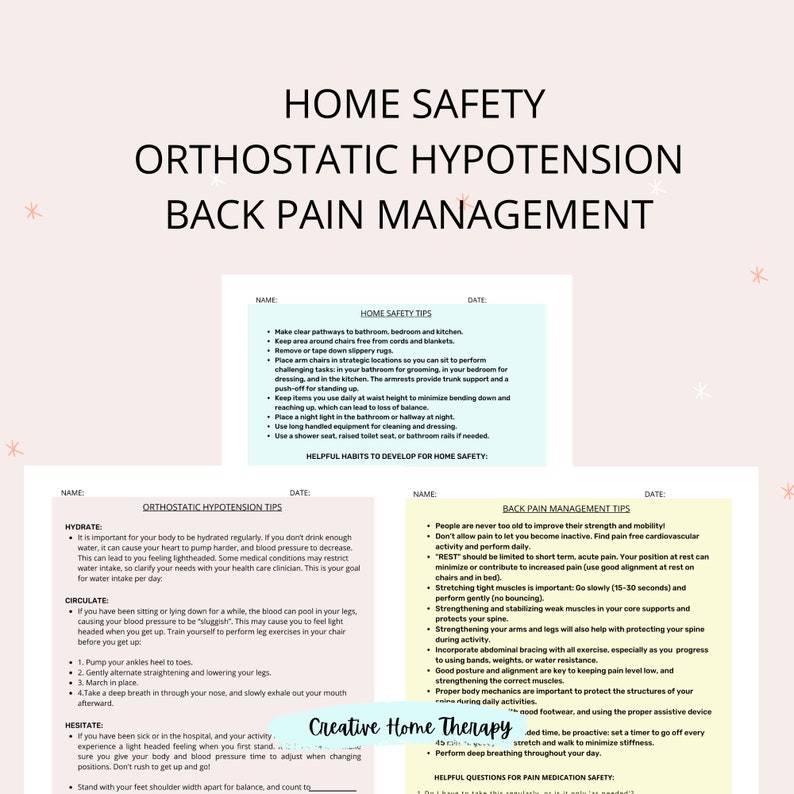 Senior Care Patient Handouts for Nurse, Physical Therapist ...