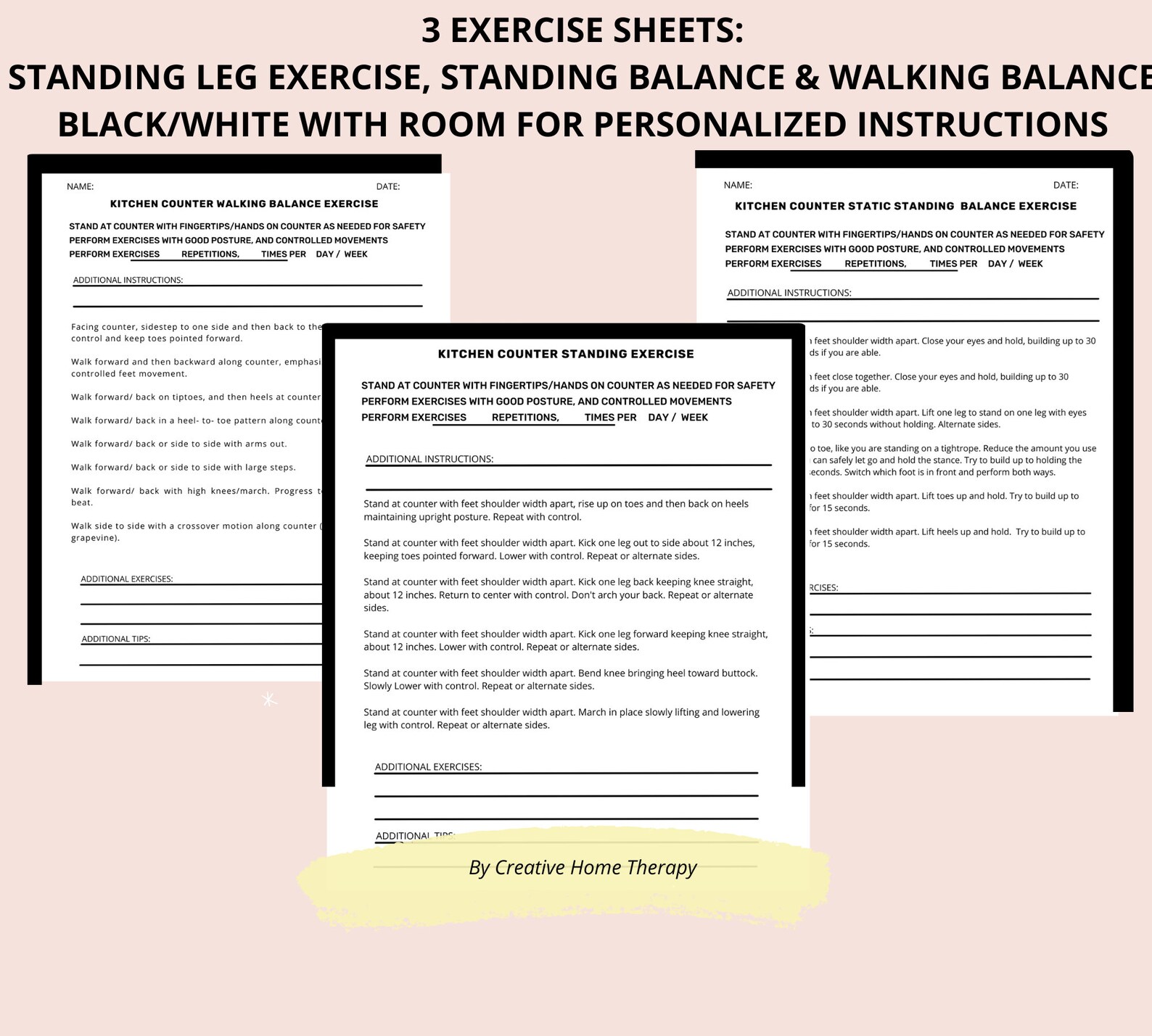 Fall Prevention Bundle Educational Health Handouts Therapist Nurse ...