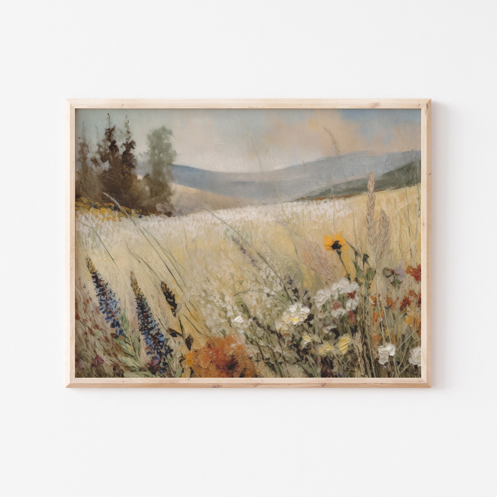 Vintage Wildflower Field Wall Art Field of Flowers Art Botanical ...