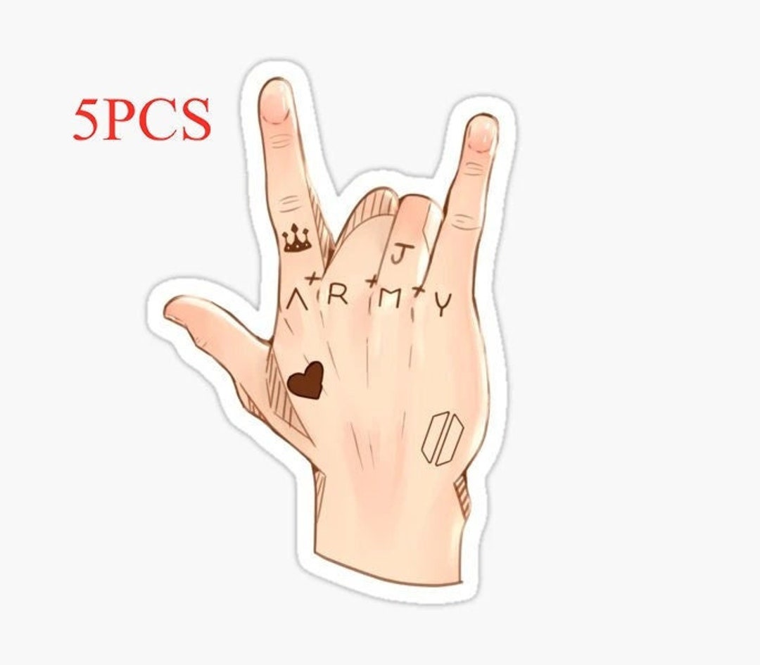 5 Pcs BTS Jungkook Hand Sticker, JK Hand Sticker, Laptop Sticker, Water ...
