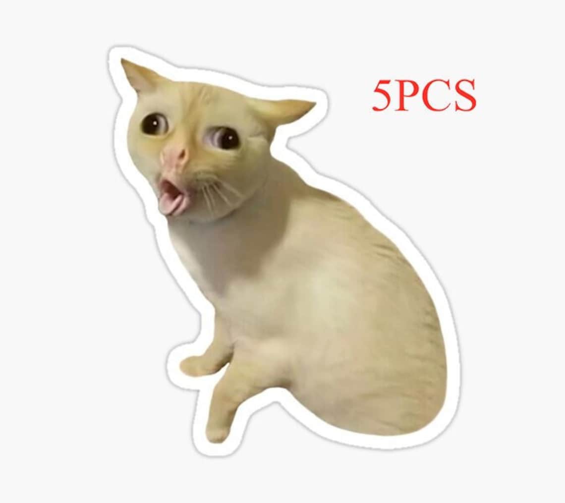 5 Pcs Funny Cat Meme Sticker Cat Vomit Sticker Laptop Sticker Water Bottle Sticker Journal