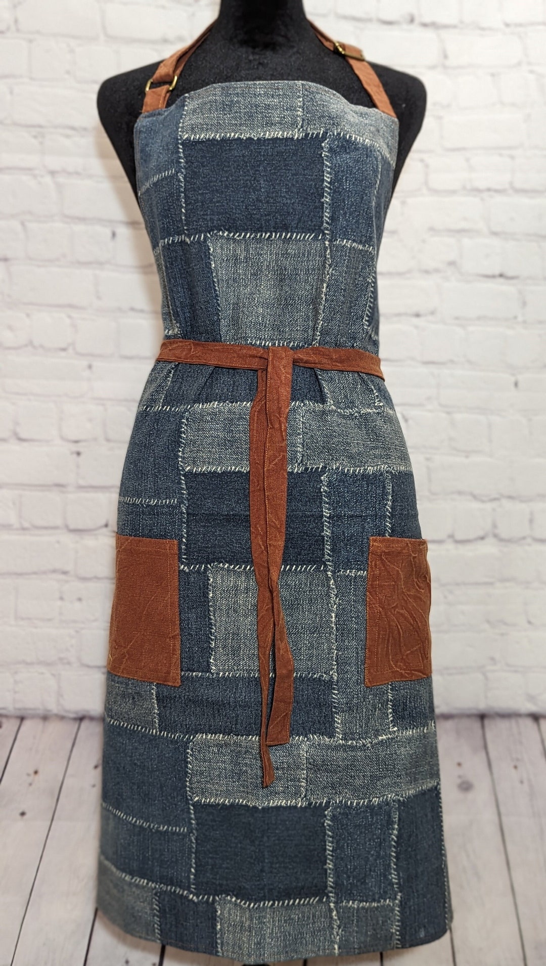 Apron / Denim Patchwork Print Apron / Patchwork Print Apron / Bridal ...