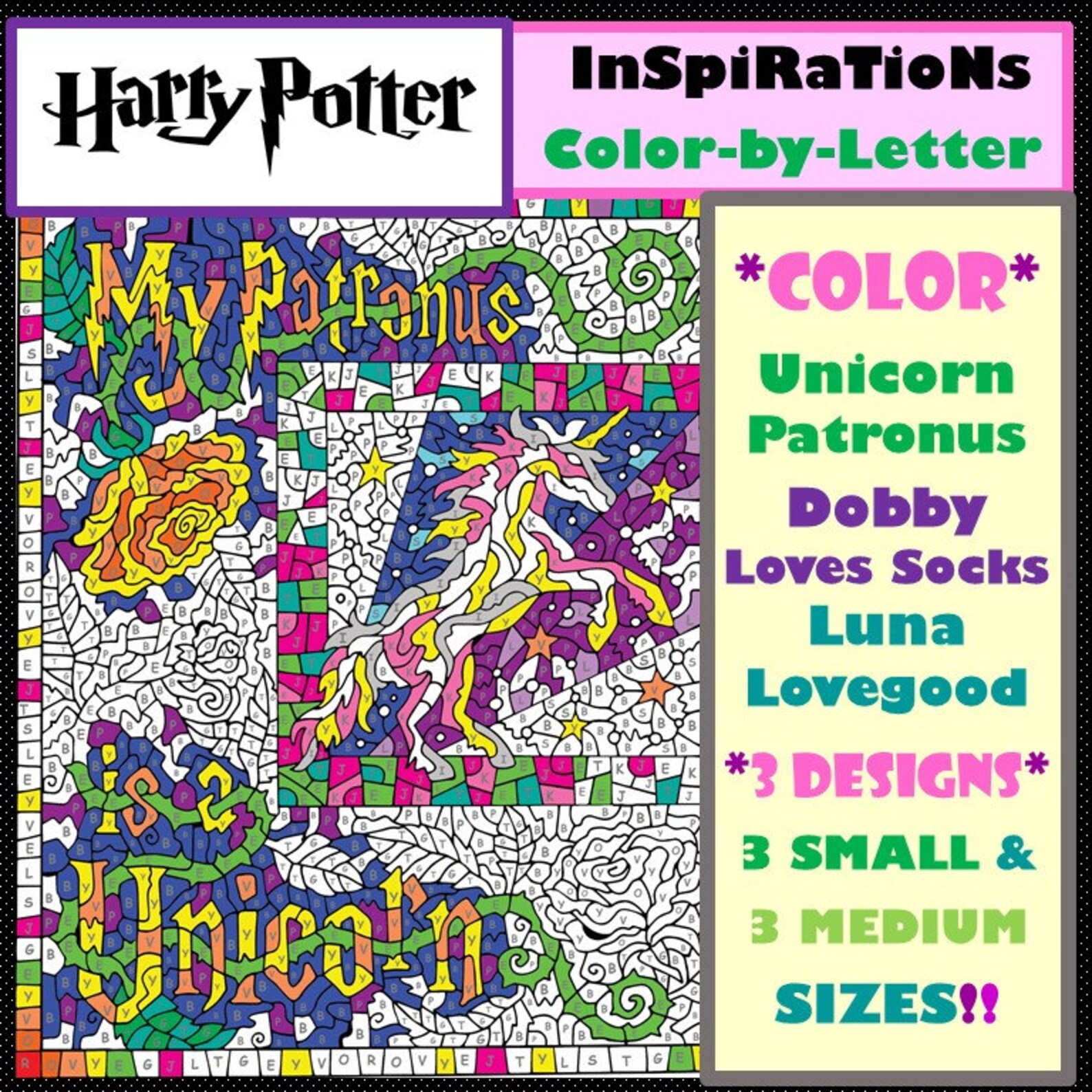 Color By Number Harry Potter Inspirations Digital Book | Etsy