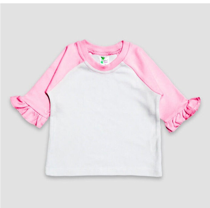 Baby/toddler Ruffle Long Sleeve Raglan Shirt - White/pink - Blank for ...