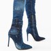 Denim Boots Blue Jean Boots Dark Blue Denim Boots High Heel Jean ...