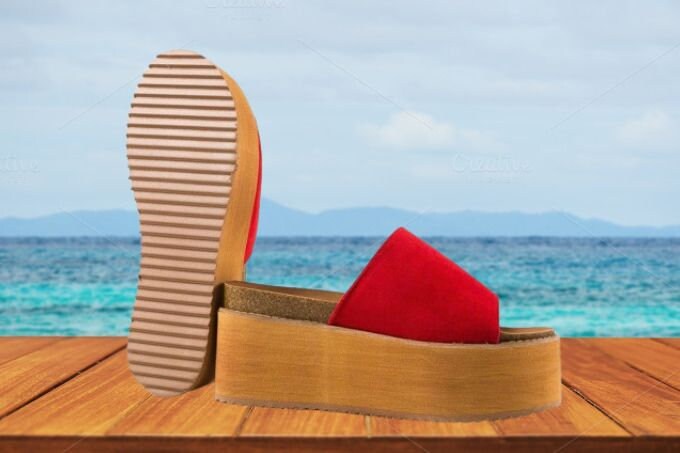 Red Leather Suede Sandals Red Platform Sandals Boho Platform Sandals ...