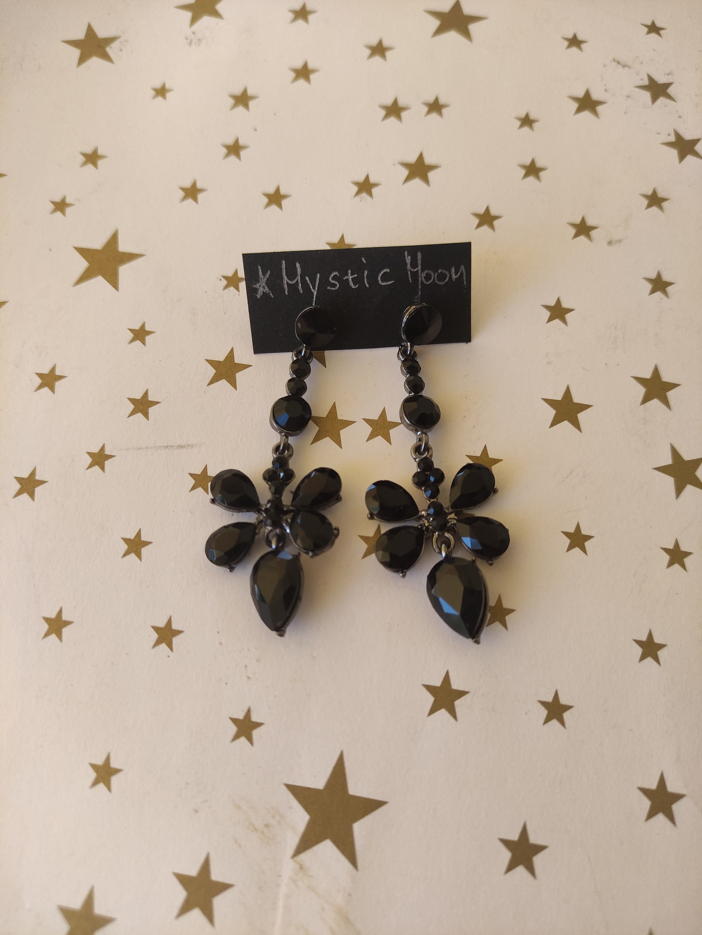 Black Gothic Drop Earrings Vampire Black Crystal Earrings - Etsy