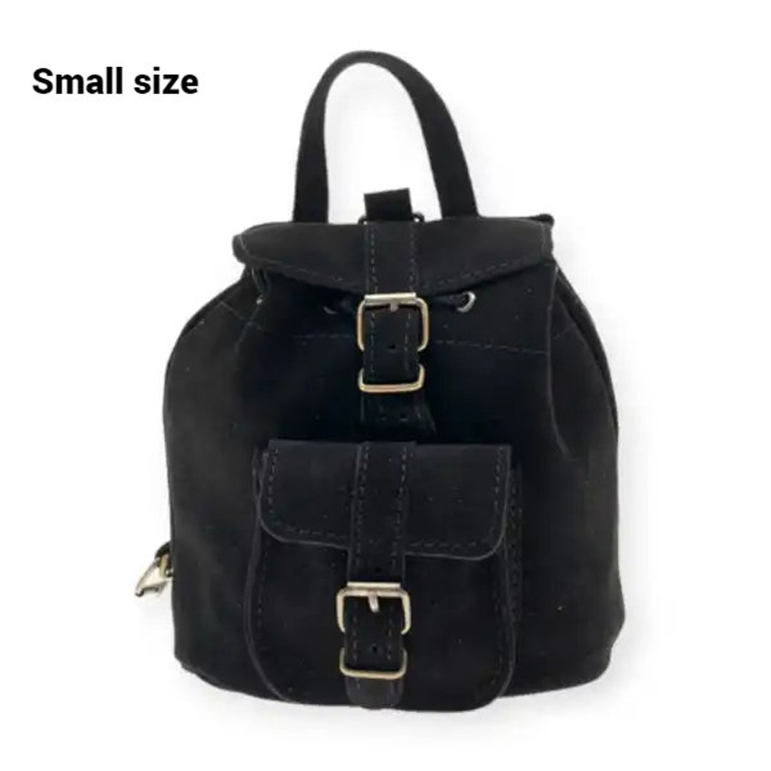 Handmade Leather Suede Black Backpack Leather Suede Black Bag Small ...