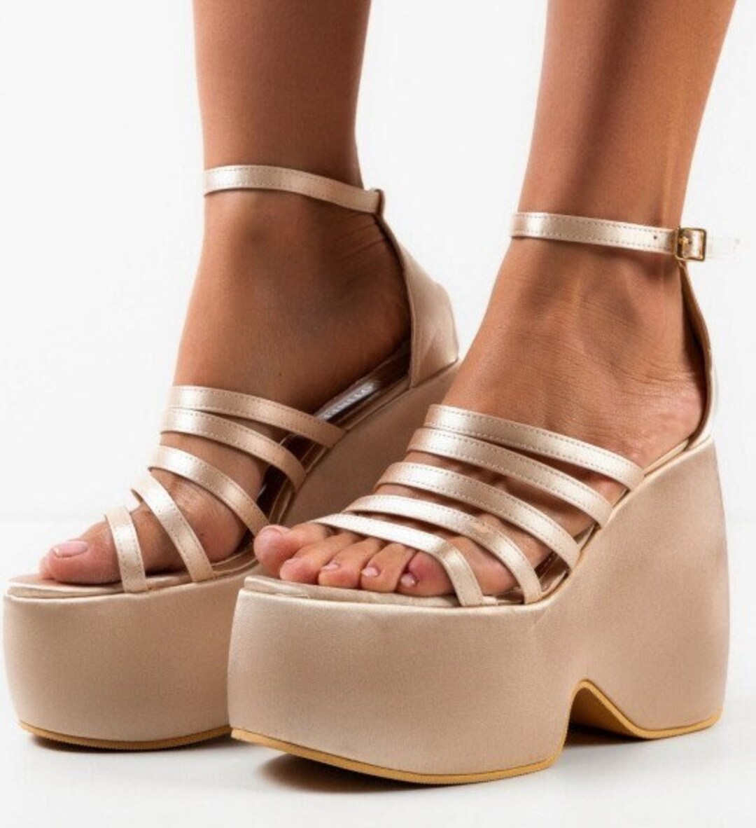 Ecological Black Beige Sandals Beige Platform Sandals Beige Strappy ...