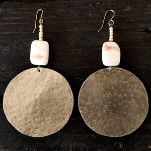 Handmade Dangle Silver Hoops Boho Hammered Silver Hoops Minimalist ...