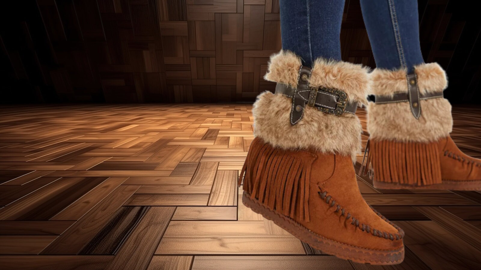 Camel Fabric Suede Platform Booties With Fur Mocasine Woman Boots Boho ...