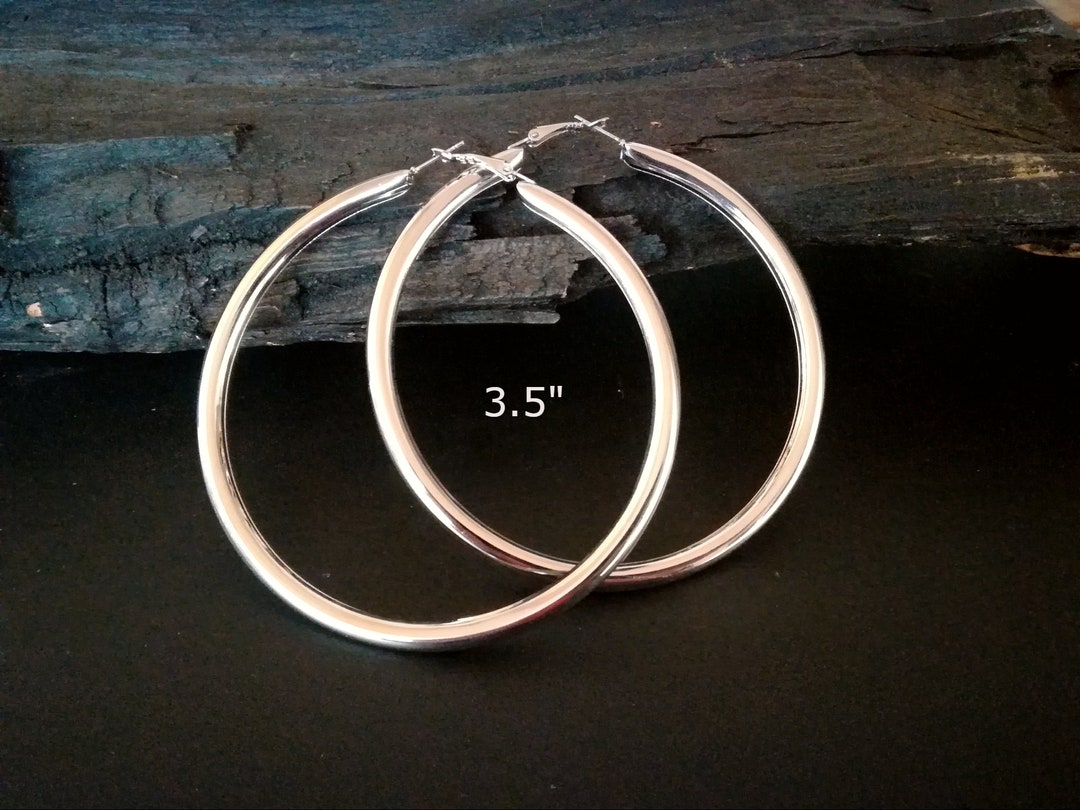 Oversize Silver Hoops Boho Big Hoops for Women and Girls - Etsy