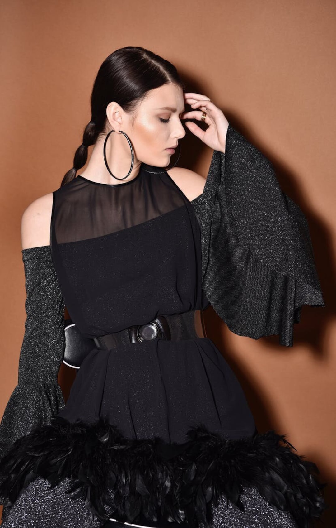 Oversize Black Hoops Boho Big Hoops for Women and Girls Gothic Black ...