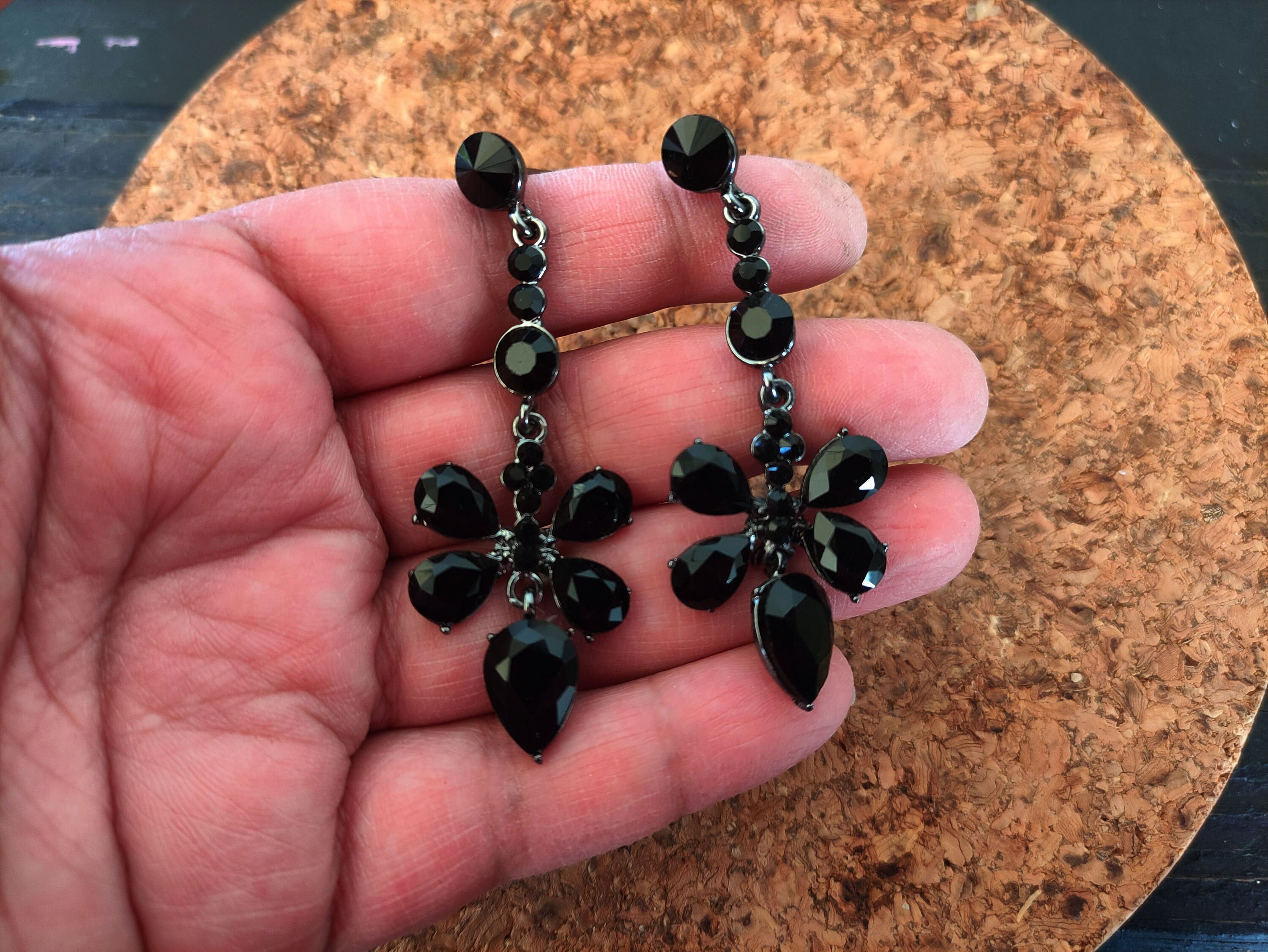 Black Gothic Drop Earrings Vampire Black Crystal Earrings - Etsy